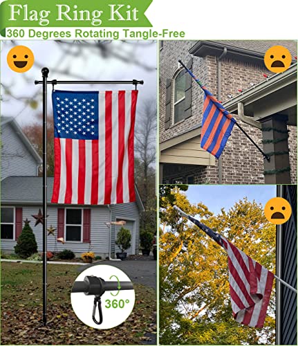 Koutemie 10FT Garden Flag Pole Stand with 5 Prong Base for 3x5 American flags, Adjustable Heavy Duty Outdoor Flagpole Holder Kit for Yard Decoration, 1 Pack