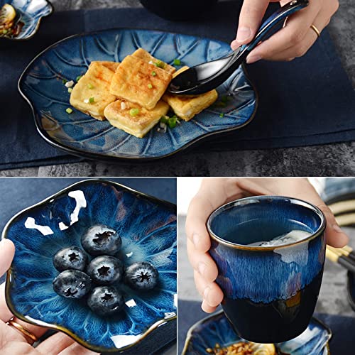 AB-Grade Porcelain Plate and Bowl Set,Porcelain 40 Piece Dinnerware Set, Service for 8, Ceramic Bowls and Plates Set Dinner Set, Reactive Glaze Dinnerware Sets, Kitchen Dishes Set, Oven/Microwave
