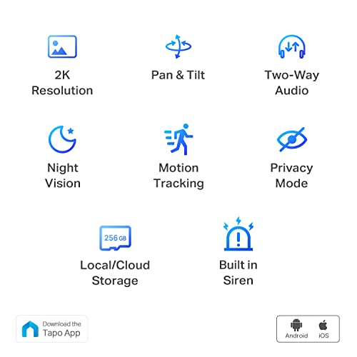 TP-Link Tapo 2K Pan/Tilt Security Camera for Baby Monitor, Dog Camera w/ Motion Detection, Motion Tracking, 2-Way Audio, Night Vision, Cloud &SD Card Storage, Works w/ Alexa & Google Home (Tapo C210)