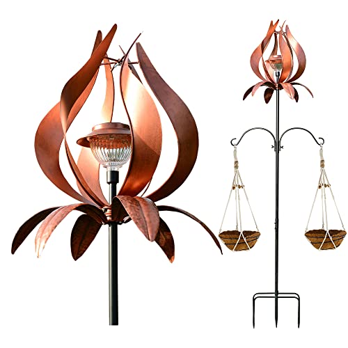 J-Fly Solar Wind Spinners Outdoor Garden Spinner Solar Spinning Windmill Super Large Spinning Garden Ornaments Perfect for Patios, Lawns Or Gardens 83 Inch