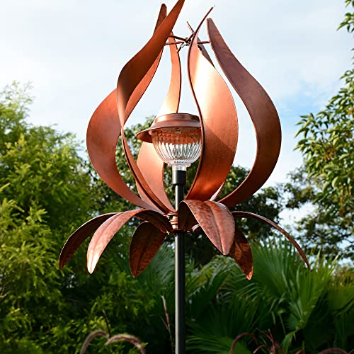 J-Fly Solar Wind Spinners Outdoor Garden Spinner Solar Spinning Windmill Super Large Spinning Garden Ornaments Perfect for Patios, Lawns Or Gardens 83 Inch