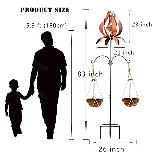 J-Fly Solar Wind Spinners Outdoor Garden Spinner Solar Spinning Windmill Super Large Spinning Garden Ornaments Perfect for Patios, Lawns Or Gardens 83 Inch