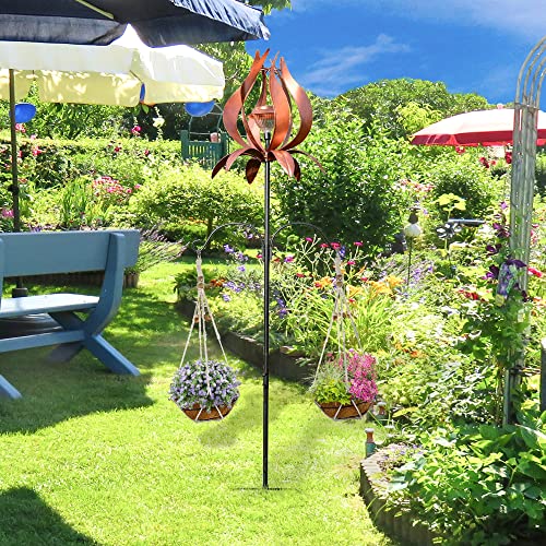 J-Fly Solar Wind Spinners Outdoor Garden Spinner Solar Spinning Windmill Super Large Spinning Garden Ornaments Perfect for Patios, Lawns Or Gardens 83 Inch