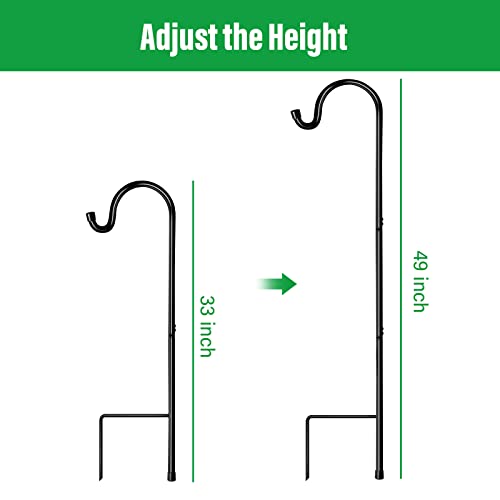 GOFORWILD Shepherd Hook 4 Pack Adjustable, 49 inches Tall, Made of Premium Metal for Garden Decor, Plant Hanger, Lantern Hook, Solar Light Hanging, 7014
