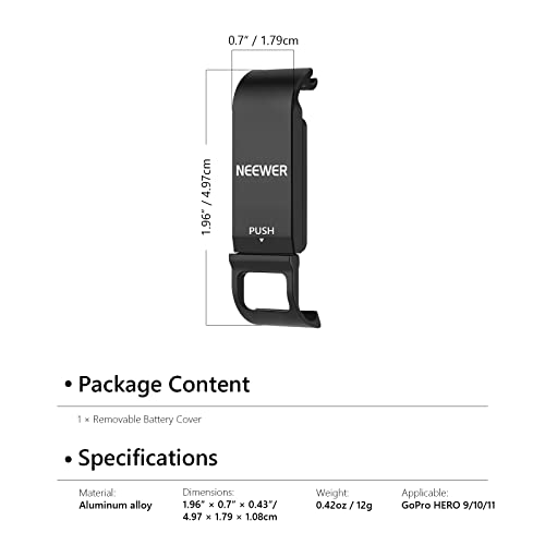 Neewer Protective Cover Replacement Door Compatible with GoPro Hero 10/Hero 9 Black, Battery Charging Door Vlog Accessory Compatible with GoPro 10 9 Action Camera - ST19