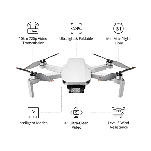 DJI Mini 2 Fly More Combo – Ultralight Foldable Drone, 3-Axis Gimbal with 4K Camera, 12MP Photos, 31 Mins Flight Time, OcuSync 2.0 10km HD Video Transmission, QuickShots, Gray
