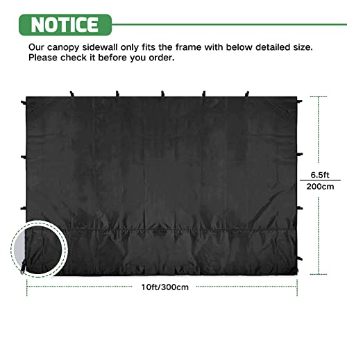 Acepic Instant Canopy Tent Sidewalls for 10x10 Pop Up Canopy 210D Waterproof,3 Piece Sidewall, Black(3PCS Sidewall Only, Canopy Tent NOT Included)