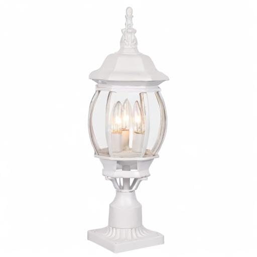 Krychilier Outdoor Lamp Post, 3-Light Pier Mount Outdoor Lighting Traditional Post Mount with White Finish, Exterior White Post Lantern(White, 3-Light)