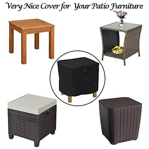 31 Inch Square Side Table Cover Waterproof Patio Ottoman Cover Heavy Duty Outdoor Patio Furniture Cover, Black