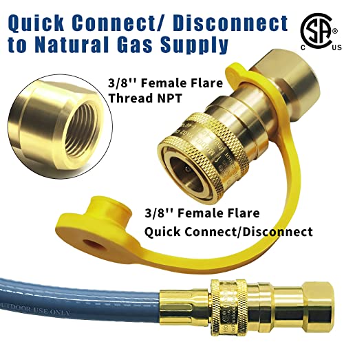 GardenNow 12FT 3/8" ID Natural Gas Hose, Low Pressure LPG Hose with Quick Connect, for Weber, Char-Broil, Pizza Oven, Patio Heater and More NG Appliance Propane to Natural Gas Conversion Kit