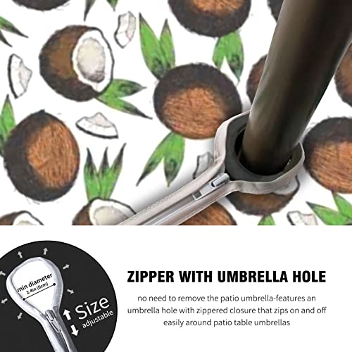 Lirduipu Tropical Pattern Round Outdoor Tablecloth, Round Tablecloth with Umbrella Hole and Zipper for Patio Garden,Waterproof Spill-Proof, for Patio Table with Umbrella(60" Round,Multicolor)