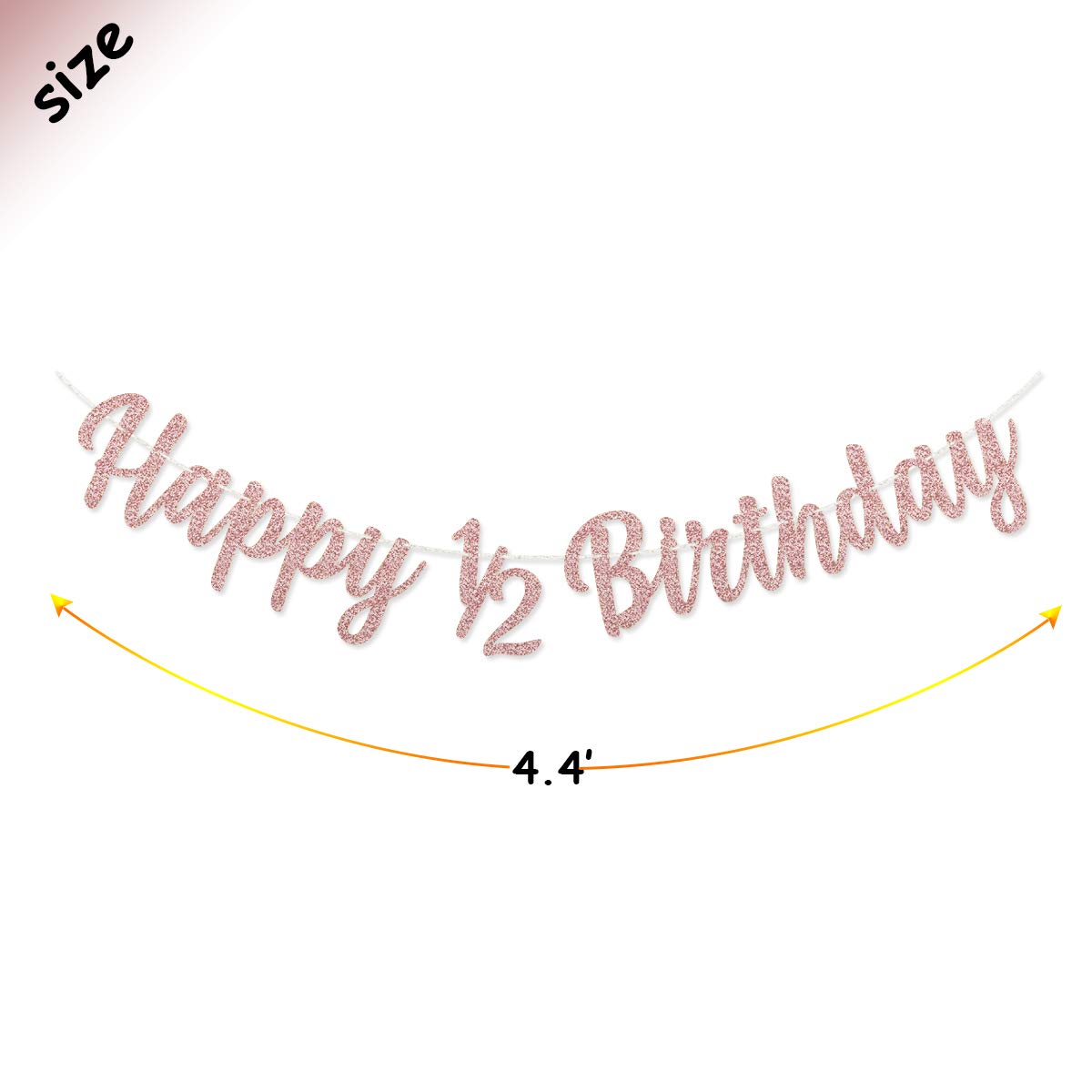 Happy 1/2 Birthday Banner Half Birthday Banner 6 Months Banner Pre-Strung 1/2 Half Year Cake Topper for Baby's 6 Months Half Year Birthday Party Decorations (Rose Gold)