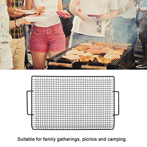 Barbecue Net, Portable Handle Iron Non-Stick BBQ Rack Barbecue Wire Mesh Grill Net for Family Gatherings, Garden Parties, picnics and Camping.