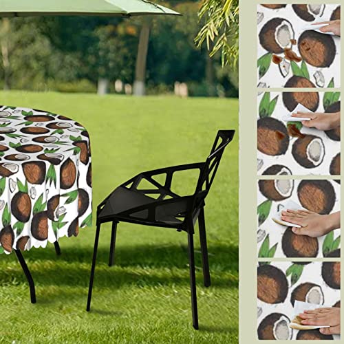Lirduipu Tropical Pattern Round Outdoor Tablecloth, Round Tablecloth with Umbrella Hole and Zipper for Patio Garden,Waterproof Spill-Proof, for Patio Table with Umbrella(60" Round,Multicolor)
