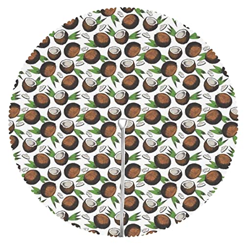 Lirduipu Tropical Pattern Round Outdoor Tablecloth, Round Tablecloth with Umbrella Hole and Zipper for Patio Garden,Waterproof Spill-Proof, for Patio Table with Umbrella(60" Round,Multicolor)