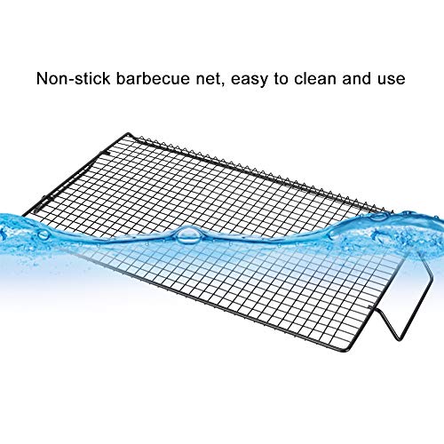Barbecue Net, Portable Handle Iron Non-Stick BBQ Rack Barbecue Wire Mesh Grill Net for Family Gatherings, Garden Parties, picnics and Camping.