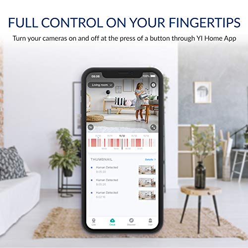 YI 2pc Pan-Tilt Dome Security Camera, 360 Degree 2.4G Smart Indoor Pet Dog Cat Cam with Night Vision, 2-Way Audio, Motion Detection, Phone APP, Compatible with Alexa and Google Assistant