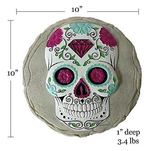 Spoontiques - Garden Décor - Sugar Skull Stepping Stone - Decorative Stone for Garden