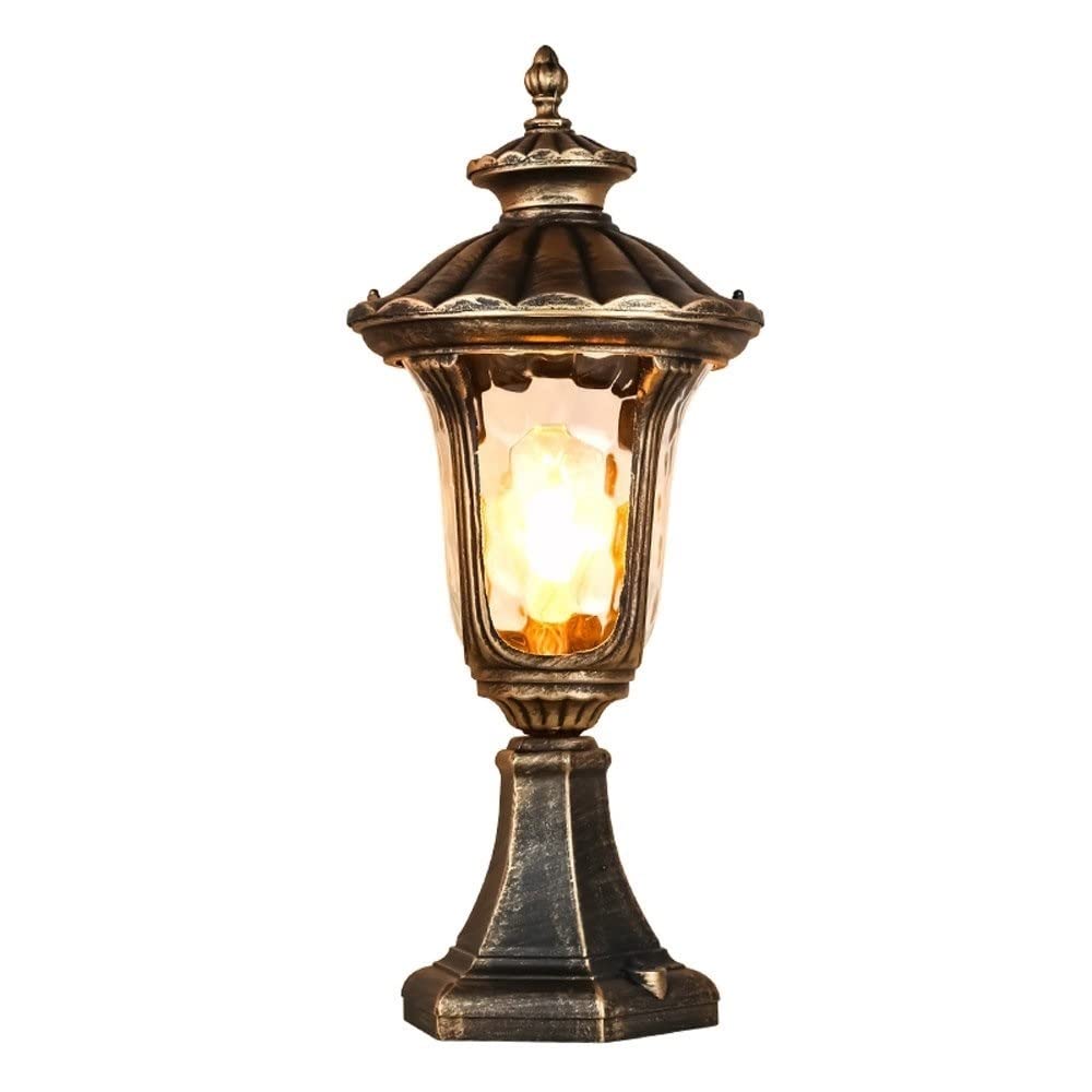 MODEBHD Waterproof Aluminum Modern Outdoor Column Lamp Tradition Classic Victoria Glass Lantern Antirust Table Lamp Street Post Light Villa Garden Patio Lawn Lights E27 Lampholder Decoration Pillar Li