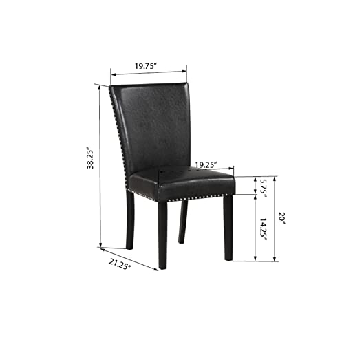 Goozio 6-Piece Set,Faux Marble Table, 4 Upholstered PU Leather Chair, 1 Bench for Dining Living Room,Black, OneSize