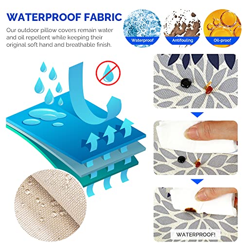 Cirzone Outdoor Pillow Covers 18x18 Set of 4 Waterproof Outdoor Pillows Couch Throw Pillow Covers Modern Daisy Decorative Pillow Covers Decorations for Patio, Garden, Home