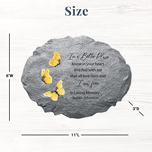 Let's Make Memories Personalized Sympathy Stepping Stone - I Am Free - Condolence & Memorial Gift - Customize with Message -11”Lx6”Wx3”D