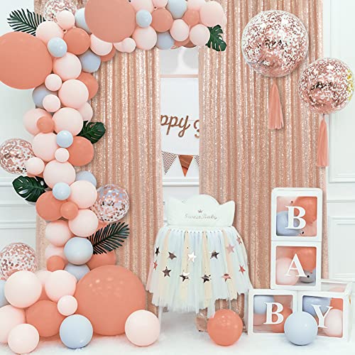 Rose Gold Backdrop Curtains 2 Pieces 2ftx8ft Sequin Fabric Backdrop Glitter Prom Drapes Baby Shower Background Backdrops