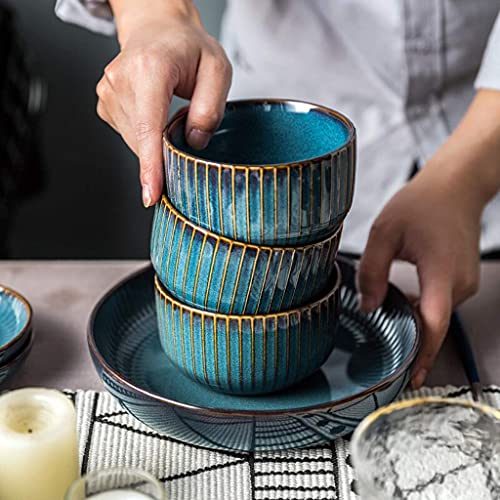 Porcelain Dinner Set Ceramics Dinner Sets Ceramics Dinner Sets, Bowl/Spoon/Plate Light American Style Starlight Series Dinnerware Set 28 Pieces - Family Party and Kitchen Restaurant