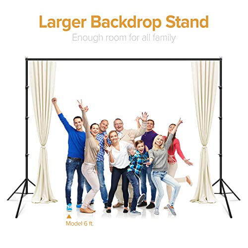 LimoStudio Large Heavy 10 x 9.6 feet Background Support System, Curtain Style Backdrop Stand, Sturdy Frame with 5 pcs Ring Holder Clip for Photography, Party, Family Events, AGG3003