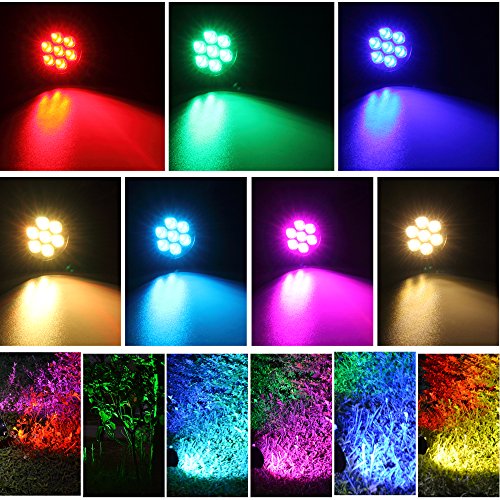 T-Sun Color Changing Solar Spotlights, 7 LED Seperate Solar Landscape Spotlights Auto Solar Garden Lights for Trees, Pond, Yard, Driveway, Pool Area(Colorful-2 Pack)