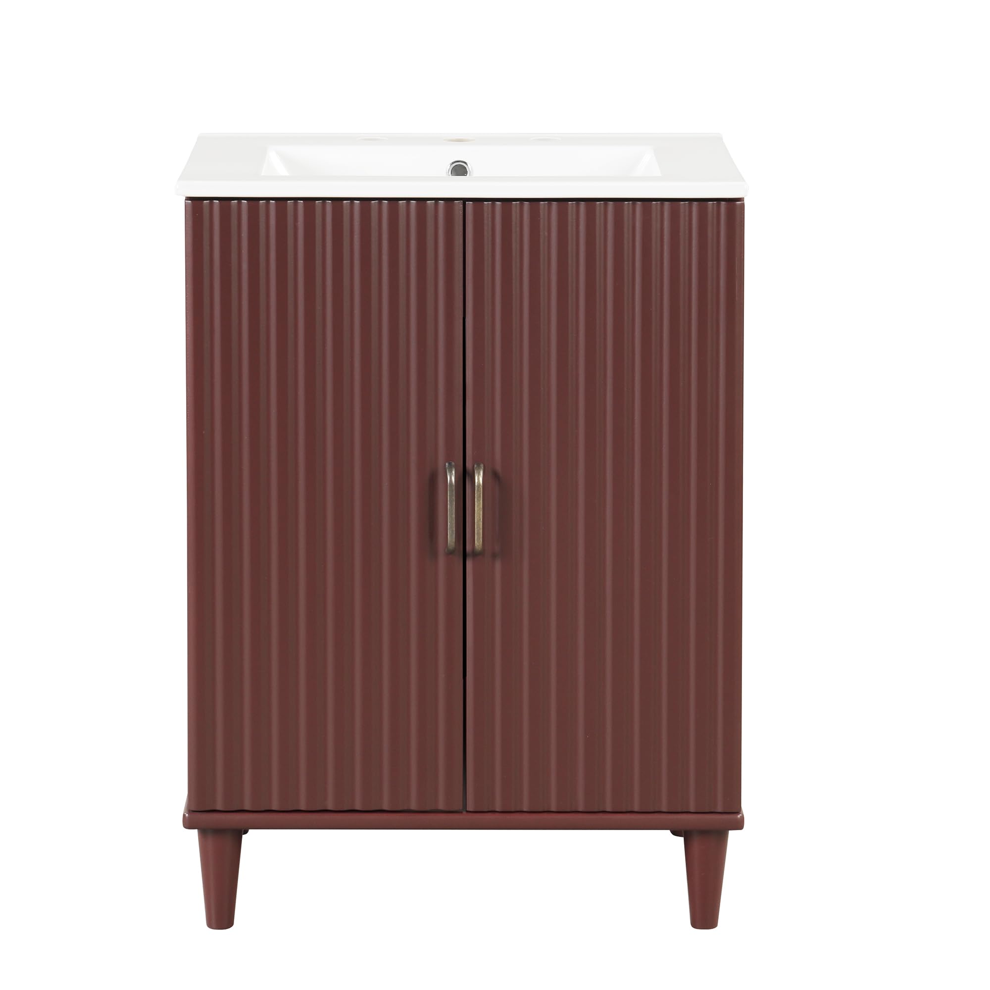 Bellemave Bathroom Vanity with Sink 24 Inch Bathroom Sink Cabinet with 2 Doors, Rosy