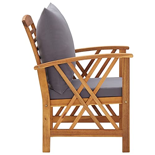 vidaXL Solid Acacia Wood Patio Lounge Set with Cushions 4 Pieces Garden Outdoor Seating Balcony Terrace Coffee Table Chairs Armchair Bench