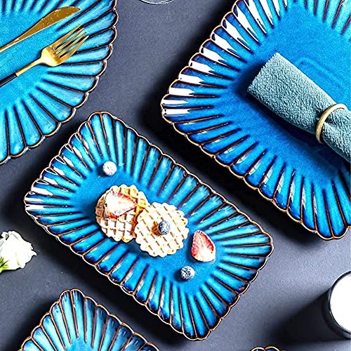Porcelain Plate and Bowl Set,Dinnerware Set for Home or Special Restaurant, 54 Pcs Dinnerware Sets, Blue Porcelain Tableware Set with Plates Dish Dish Bowls and Coffee Cup, Ceramic Dinner Set for Hom