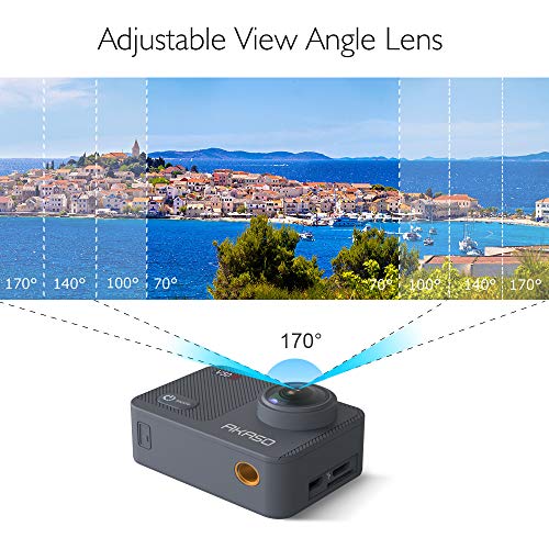 AKASO V50X Native 4K30fps WiFi Action Camera with EIS Touch Screen 4X Zoom Web Camera 131 feet Waterproof Camera Support External Mic Remote Control Sports Camera with Helmet Accessories