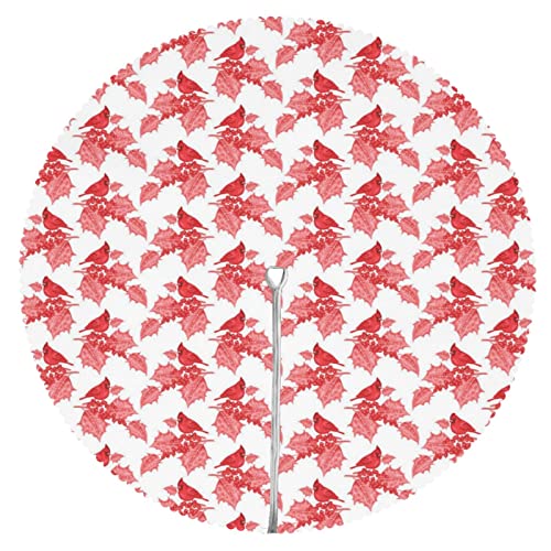 Cardinal Bird Pattern theme Outdoor Tablecloth Water Resistant Spillproof Table Cover with Zipper Umbrella Hole for Patio Garden Tabletop Decor,for outdoor umbrella table(60" Round,Dark Coral White)