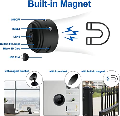 WAXOXIH Mini WiFi Spy Camera HD 1080P Wireless Hidden Camera Small Nanny Cam, Home Security Camera with Live App for Pets Baby Outdoor Indoor… (720p)