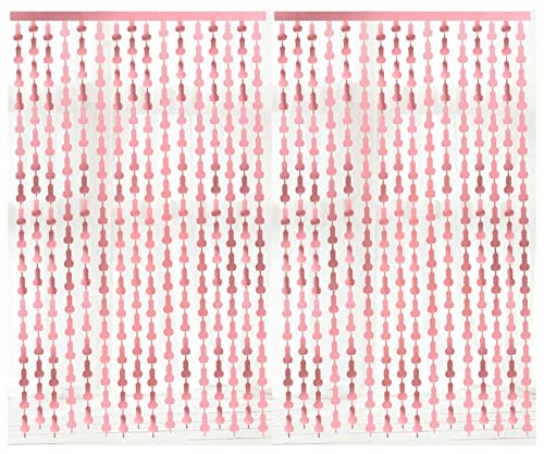 Bachelorette Party Decoration,2 Pack Rose Gold Fringe foil Curtains 3.3 x 6.6 ft Photo Booth Props Backdrop for Bachelorette Party Decoration Bridal Shower