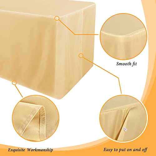 Obstal 2 Pack Table Clothes for 6 Foot Rectangle Tables - Water Resistant Washable Fabric Polyester Rectangle Table Cover for Outdoor/Indoor Uses, Champagne, 72L x 30W x 30H Inches