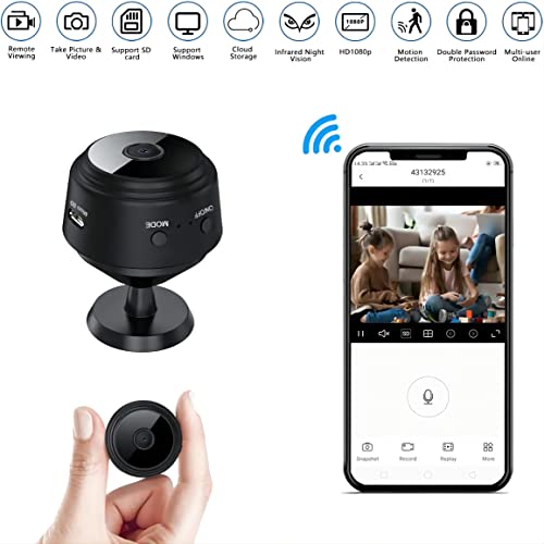 WAXOXIH Mini WiFi Spy Camera HD 1080P Wireless Hidden Camera Small Nanny Cam, Home Security Camera with Live App for Pets Baby Outdoor Indoor… (720p)