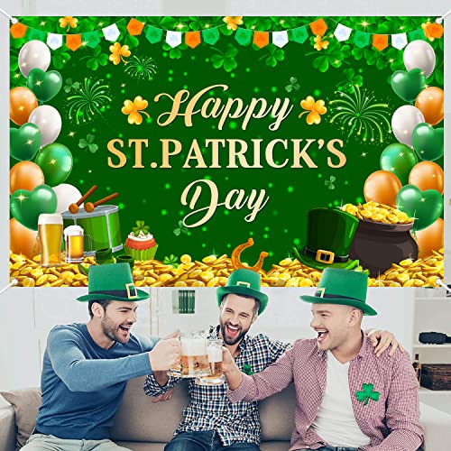 St Patricks Day Backdrop,Happy St Patricks Day Banner,Shamrock Irish Luck Day Saint Patrick's Day Banner St Patricks Day Decorations