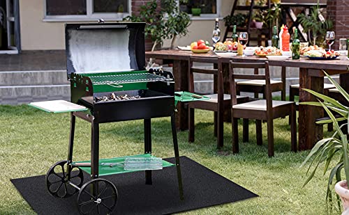 Under the Grill Mat, Fireproof BBQ Rug Ground Protective Anti-Slip Oily Splatter Protection Floor Scratch Prevention for Indoor Outdoor Backyard Deck Garden 124 x 75cm / 48.81 x 29.53inch Black