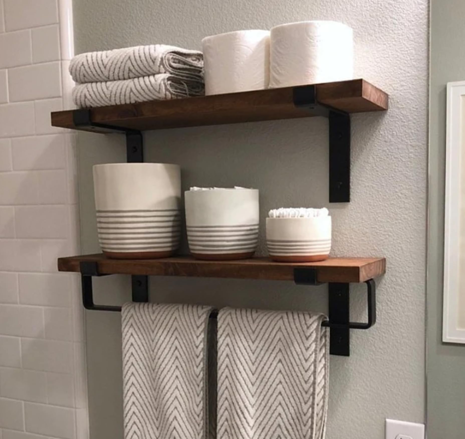 Modern Handkerchief Rack - Handkerchief holder, wall mounted or under shelf, available in many sizes and styles (POWDER COATED BRASS, 8 inches)