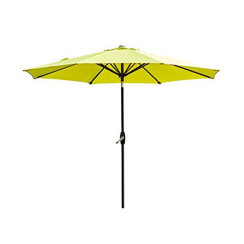WO Home Furniture Patio Umbrella 9ft Outdoor Market Table Round Umbrella Sun Shade (Lime Green)