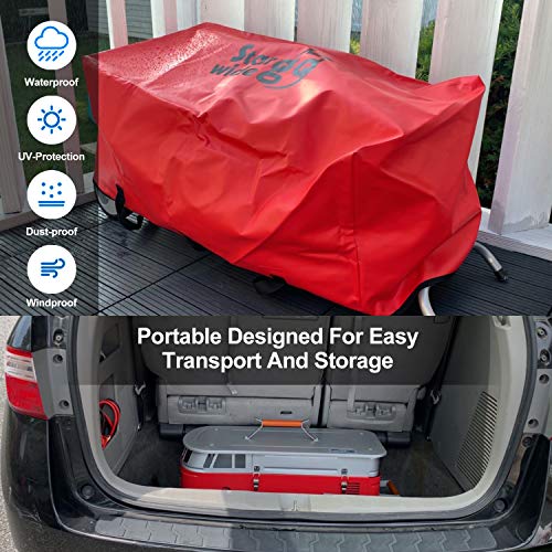 STARWIDE GO Charcoal Grill in Backyard & Garden, 30s Quick Set-up Barbeque Grill, Tabletop BBQ Grill for Outdoor Cooking, Cover and A Small Table, BBQ Fan,Tools, Fry Pan Included