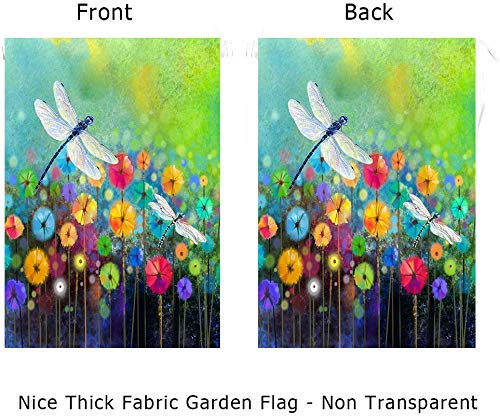 Flowers Garden Flag Dragonfly House Flag Spring Welcome Garden Flags 12 x 18 Double Sided Floral Flags for Patio Lawn Home Outdoor Decor