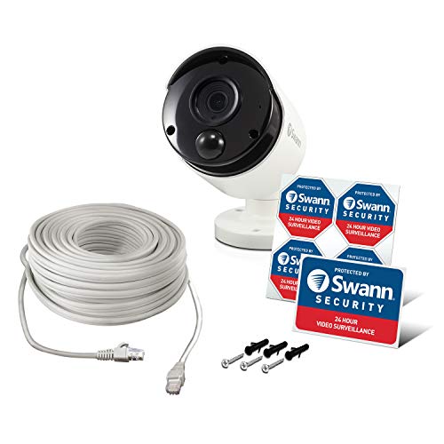 Swann Wired PIR Bullet Security Camera, 5MP Super HD Surveillance Cam with Infrared Night Vision, Thermal, Heat & Motion Sensing, Add to DVR with BNC, SWPRO-5MPMSB