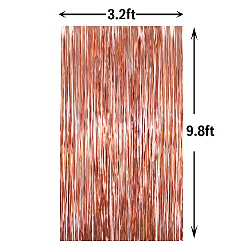 GOER 3.2 ft x 9.8 ft Metallic Tinsel Foil Fringe Curtains Party Photo Backdrop Party Streamers for Birthday,Graduation,New Year Eve Decorations Wedding Decor (1 Pack, Rose Gold)