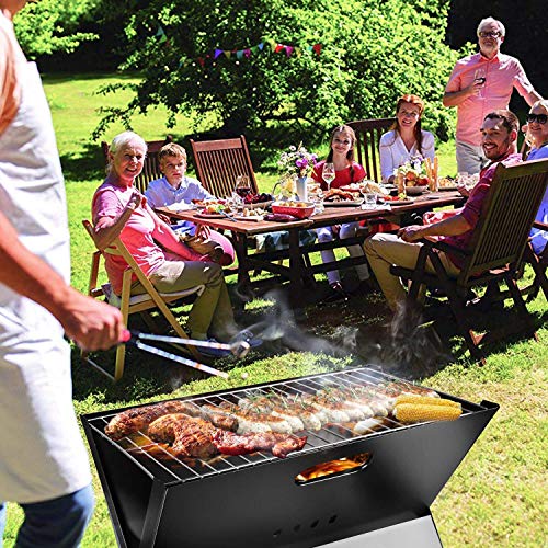 TeqHome Foldable Charcoal Grill, Portable BBQ Barbecue Grill Lightweight Simple Grill for Outdoor Cooking Camping Hiking Picnics Garden Travel