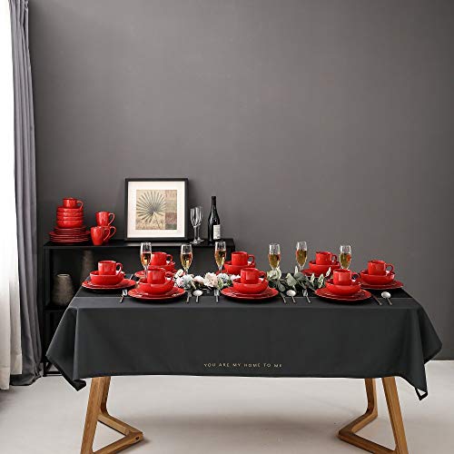 TBGFPO Red 48-Piece Ceramic Stoneware Dinner Plate Set with Dinner Plate, Dessert Plate, 800ml Bowl, 380ml Mug Set