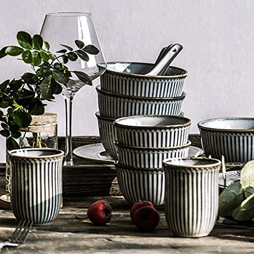 GagalU Tabletop Dinner SetsDinner Set,38-Piece Ceramic Dinnerware Sets Retro Glaze Porcelain Plates Bowls and Cups Service for 6 People